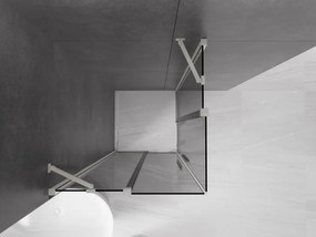 Mexen Velar Duo, sprchový kout s posuvnými dveřmi 100 x 100 cm, 8mm šedé sklo, broušená ocel, 871-100-100-42-97