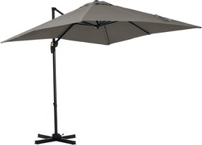 Zahradní slunečník Outsunny s kličkou 2,5x2,5 m s rotací 360°, volně stojící balkonový slunečník se základnou, ventilací a nastavovatelným slunečním z