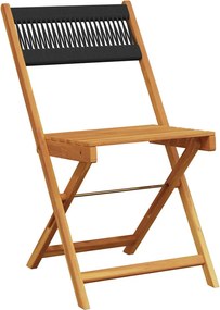 3dílný bistro set černý polypropylen a masivní dřevo 3281865