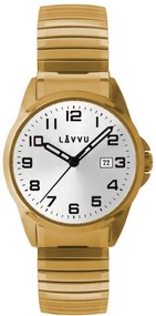 Pánské pružné hodinky LAVVU STOCKHOLM Big Gold LWM0025 s natahovacím páskem