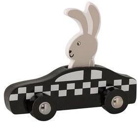 .Dřevěná hračka - auto s králíkem