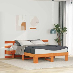 Rám postele s čelo Hnědá 150 x 200 cm Masivní borové dřevo 3385687