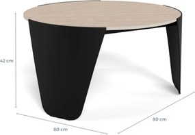 Kulatý designový konferenční stolek Altea travertin/černý
