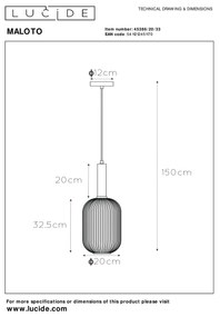 Lucide 45386/20/33 závěsné svítidlo Maloto zelené, 1xE27, ø20cm