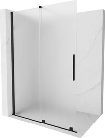 Mexen Velar, sprchová zástěna s posuvnými dveřmi Walk-in 140 x 200 cm, 8mm sklo námraza, černá matná, 871-140-000-33-70