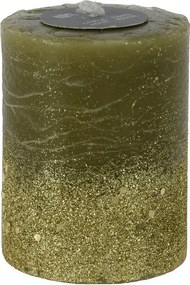 Vánoční svíčka Rustic v zelené barvě 9 cm
