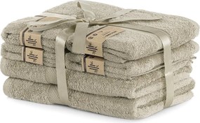 Set 2 béžových osušek a 4 ručníků DecoKing Bamby Beige