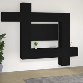 9dílný set TV skříněk černý kompozitní dřevo - Default Title