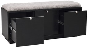 Rowico černá lavice s úložným prostorem CONFETTI a šedým sedákem 106 cm 103766