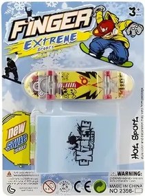 Prstový skateboard s rampou / Hračka / plast / 9 cm / mix barev / od 3