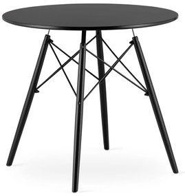 LEOBERT Moderní dřevěný kulatý stůl 80 cm - černý / černé nohy 80 cm