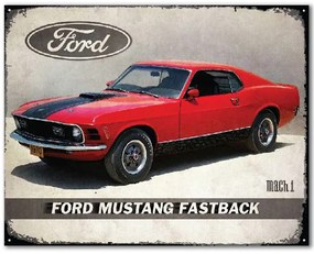 Plechová cedule Ford Mustang Mach 1 Fastback 30 cm x 38 cm