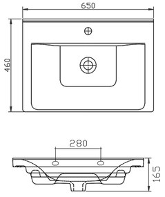 Aqualine, SAVA 65 nábytkové umyvadlo 65x46x16,5 cm, 2065