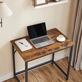 Úzký kancelářský stůl, psací stůl, rustikální hnědo-černý 80 x 50 cm