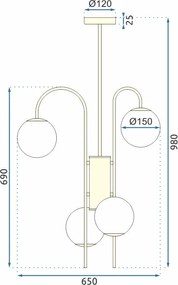 Toolight, stropní svítidlo 1xE27 APP1003-6CP, zlatá, OSW-05551