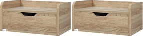HOMCOM Sada 2 zavěšených nočních stolků - Skládací zásuvka, Polička - Přírodní dřevotříska 40Š x 30H x 19,5V cm | Aosom