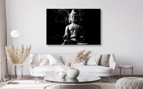 Obraz socha Budhy v černobílém provedení - 120x80 cm
