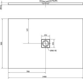 Polysan FLEXIA 140 x 90 x 3 cm 72897 sprchová vanička s možností úpravy rozměru