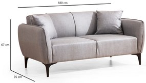 Hanah Home Dvoumístná pohovka BELISSIMO světle šedá 180 cm 560ARE1532