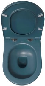 Isvea INFINITY závěsná WC mísa, Rimless, 36,5x53cm, zelená petrol 10NF02001-2P
