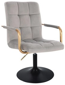 LuxuryForm DESIGN Otočná židle VERONA GOLD VELUR na černém talíři - světle šedá