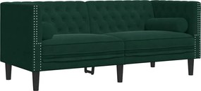 3dílná sedačka Chesterfield s podhlavníky tmavě zelená samet 3209283