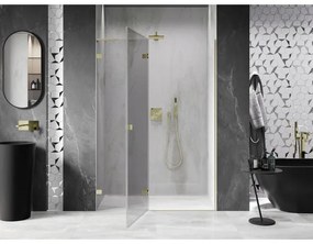 Mexen, Mexen Lunar L levé otočné sprchové dveře 130 cm, transparentní, broušené zlaté - 834L-130-000-55-00-L