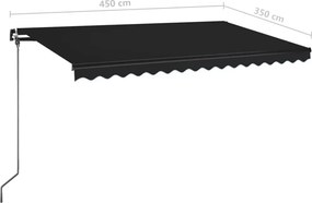 Ručně zatahovací markýza 450 x 350 cm antracitová 3069199
