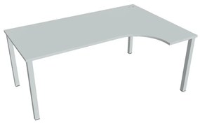 Stůl ergo oblouk levý 180×120/80 cm - Hobis Uni UE 1800 L Dekor stolové desky: šedá, Barva nohou: Stříbrná