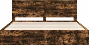Rám postele Kouřový dub 200 x 200 cm Masivní borové dřevo 3410969