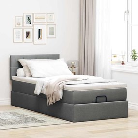 Osmanský rám postele s matrací tmavě šedá 80x200cm textil 3311415