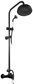 Vodovodní baterie sprchová LABE s hlavovou a ruční sprchou, Barva: černá matná/chrom, Rozměr: 150 mm