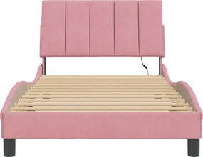 Rám postele s LED osvětlením bez matrace Hanko růžový 100 x 200 cm samet 3213768