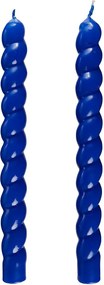 TWISTED Sada lesklých svíček 2 ks 25,5 cm - modrá