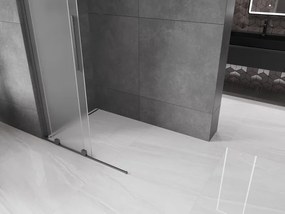 Mexen Velar L, posuvná sprchová zástěna Walk-in 100 x 200 cm, 8mm sklo námraza, grafit broušený, 871-100-003-33-66