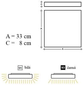 Lucis IB.L1.330.91 Izar B, čtvercové stropní svítidlo z akrylátového skla LED 10,2W 3000K 33x33 cm, bílá