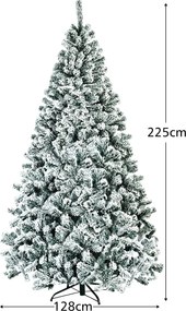 Costway 225 cm Umělý vánoční stromek Sníh Vánoční strom Kovový stojan Vánoční