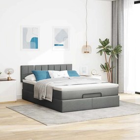 Osmanský postel s matrací tmavě šedá 140x190 cm textil 3311457