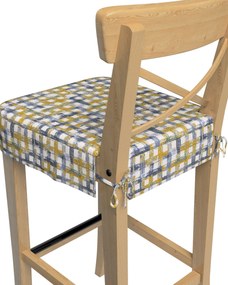 Sedák na židli IKEA Ingolf - barová barva modrá látka pletený vzor, vzorované