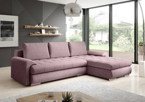 Rozkládací rohová sedačka TOMINO 220x142cm - rozklad a úložný prostor starorůžová - Sawana 61 univerzální