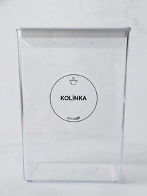KOLÍNKA  – průhledná samolepka na dózu, tučné písmo, 5 cm | DomaLEP