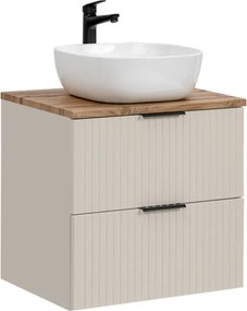 Závěsná skříňka Adele Cashmere Smile s deskou a umyvadlem 60 cm kašmírová/dub evoke