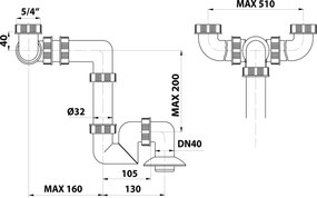Bruckner Umyvadlový sifon pro dvojumyvadlo, 5/4", DN40, bílá 151.132.0