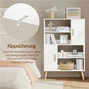 Knihovna Yaheetech – bílá, 80 cm (délka) × 23,5 cm (šířka) × 120,5 cm (výška) (257376192747)