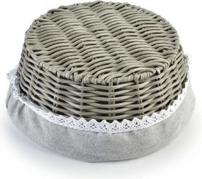 Kulatý košík na pečivo SINO 23x10 cm šedý