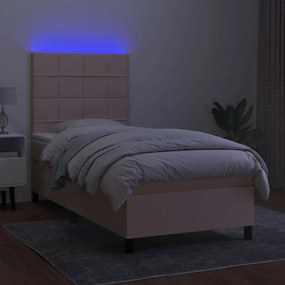 Box spring postel s matrací a LED krémová 80 x 200 cm textil 3134834