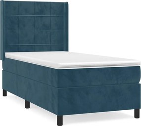 Box spring postel s matrací tmavě modrá 90x190 cm samet 3132655