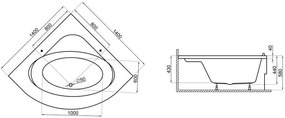 Polimat Standard 140x140 akrylátová vana