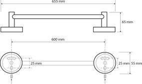 Sapho Sapho, X-ROUND E držák ručníků 600x65mm, chrom, XR410
