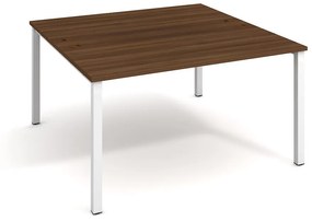 Dvojstůl pracovní rovný 140×160 cm - Hobis Uni USD 1400 Dekor stolové desky: ořech, Barva nohou: bílá